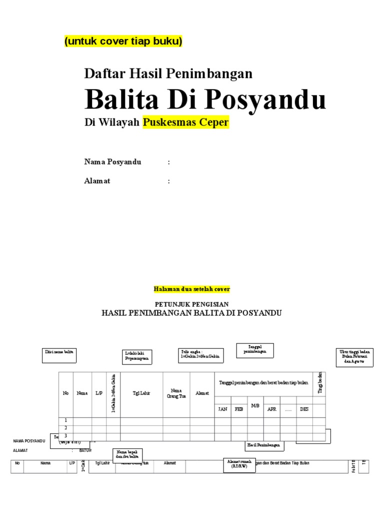Contoh Form BB Dari Posyandu | PDF