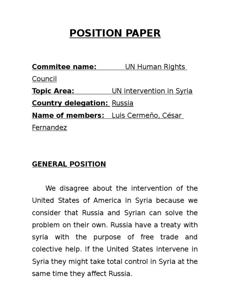 Position Paper: Commitee Name | PDF