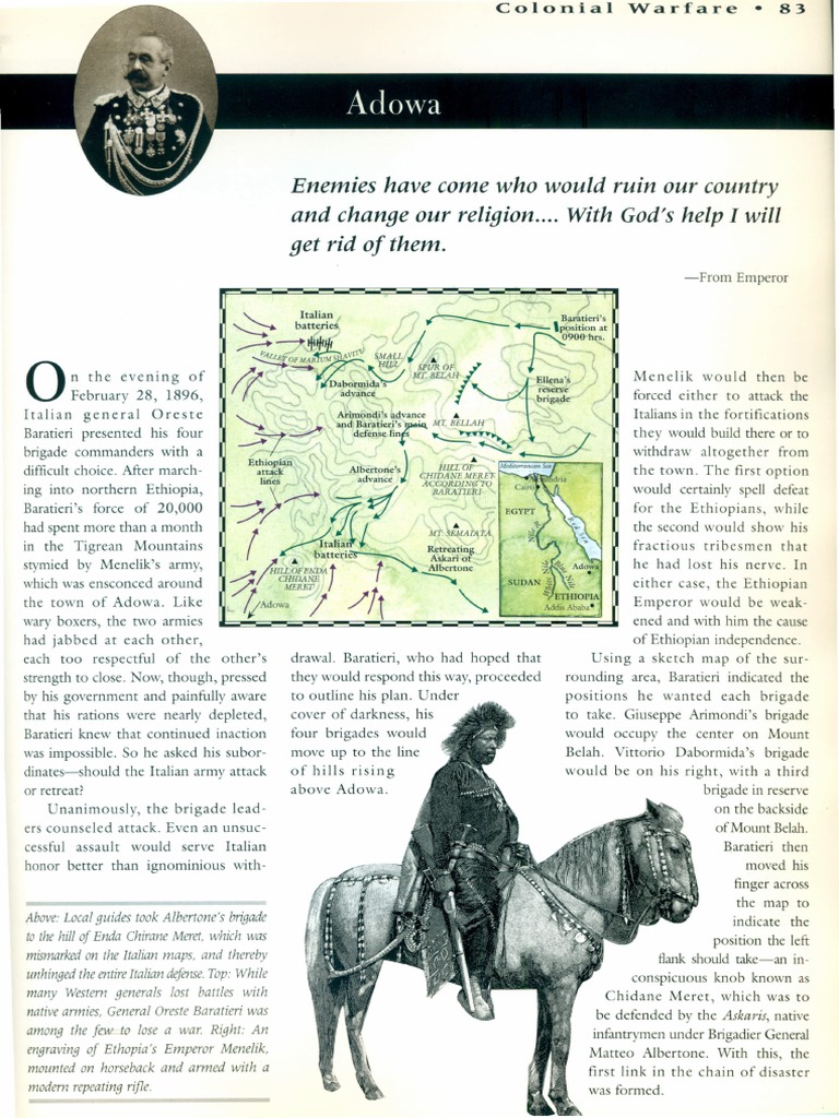 Italian Defeat at Adowa: 1896 Battle Analysis | PDF | Military ...