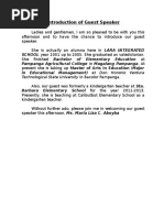 Guest Speaker Introduction Scripts | PDF | Wellness