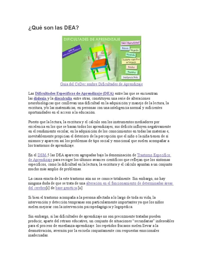Qué son las DEA | Dislexia | Psicología Aplicada