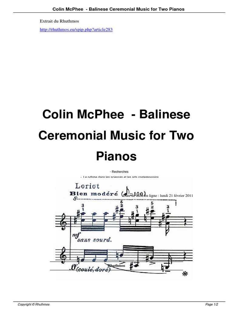 Colin McPhee Balinese Ceremonial | PDF