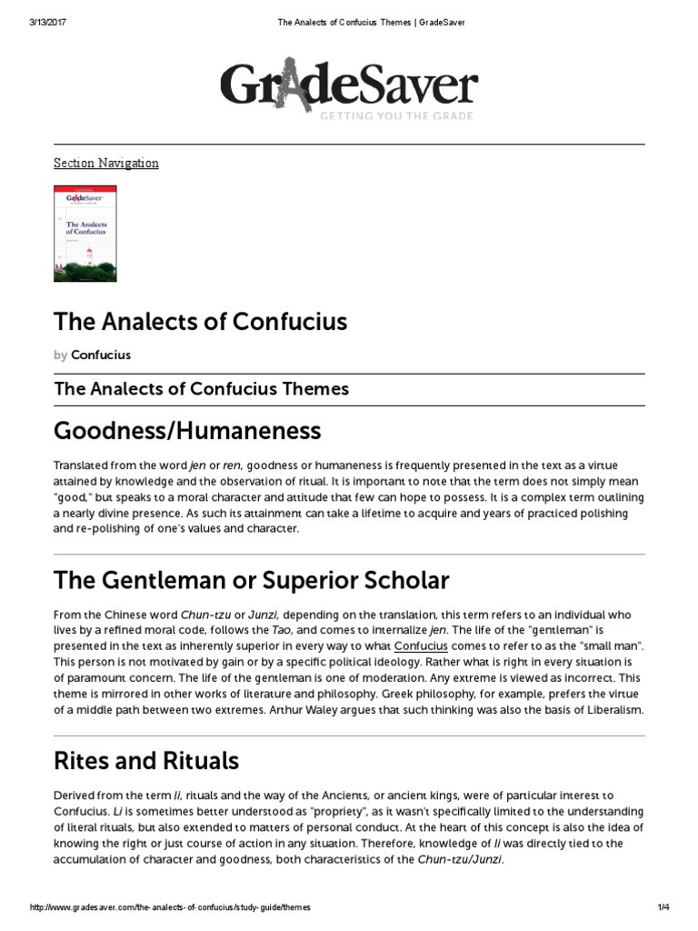 The Analects of Confucius Themes - GradeSaver | PDF | Analects | Confucius