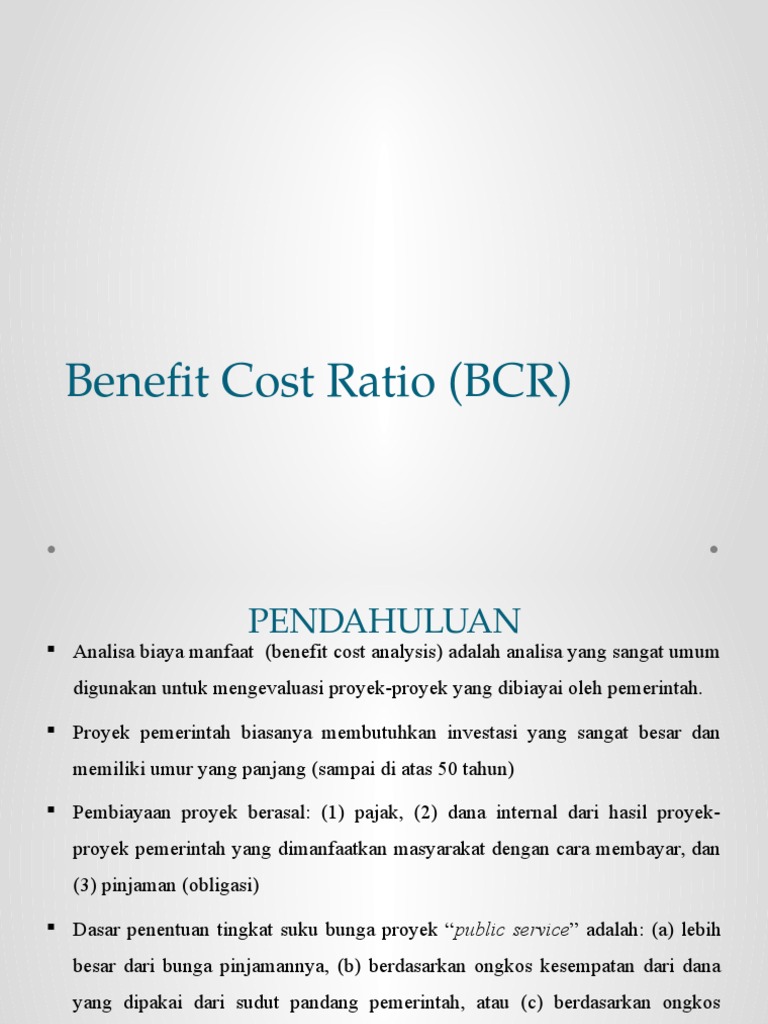 Benefit Cost Ratio (BCR) | PDF