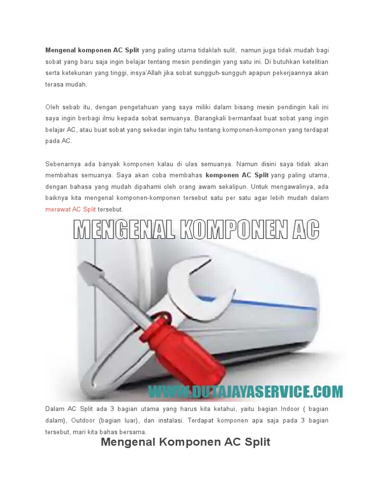 Mengenal Komponen AC Split Yang Paling Utama Tidaklah Sulit | PDF ...