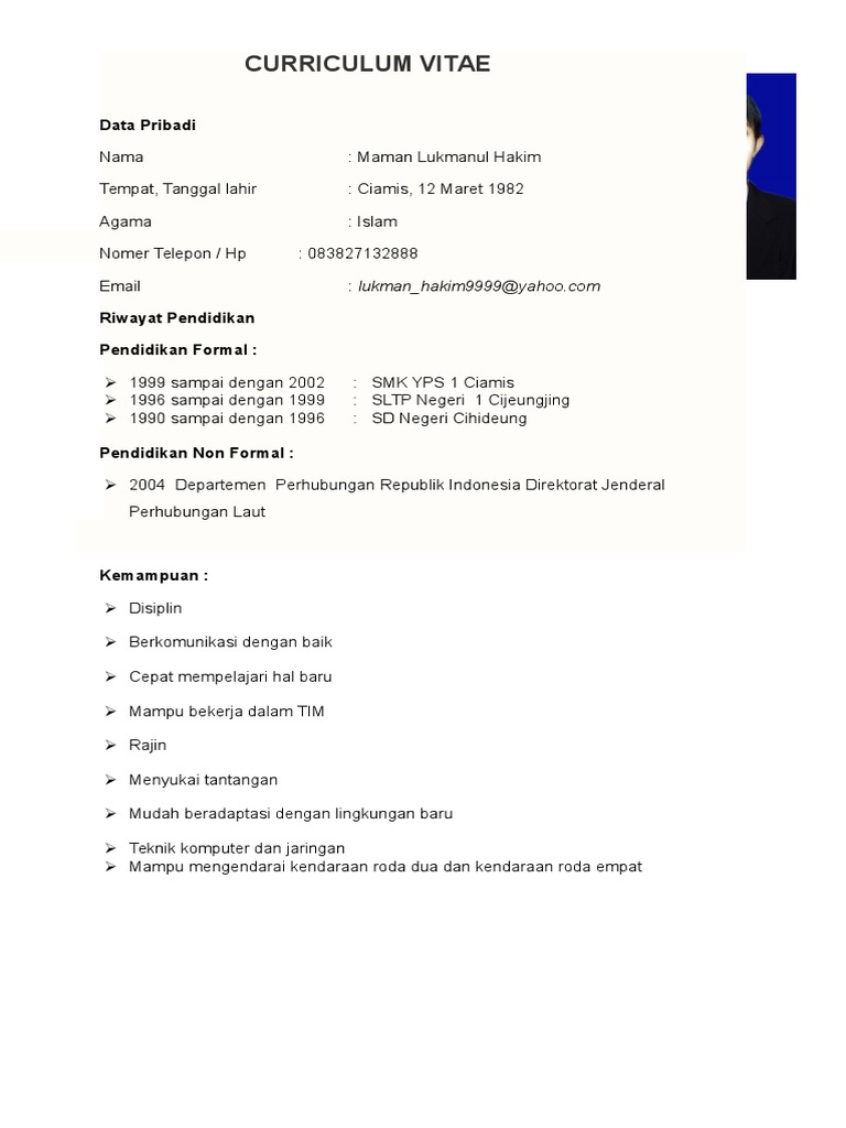 CV Maman Lukmanul Hakim 2023 | PDF