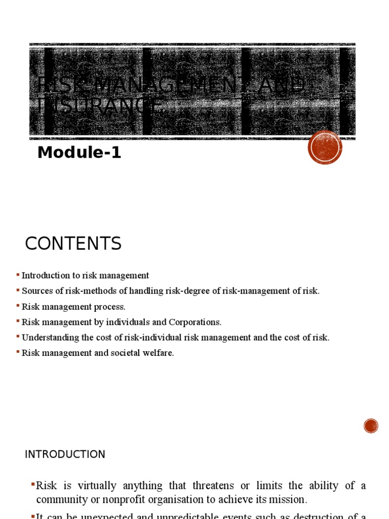 Risk Management and Insurance: Module-1 | PDF | Risk | Risk Management
