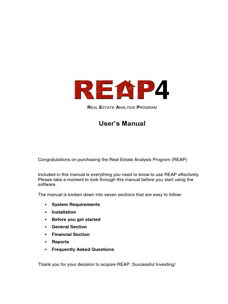 Reap Manual | PDF | Loans | Investing