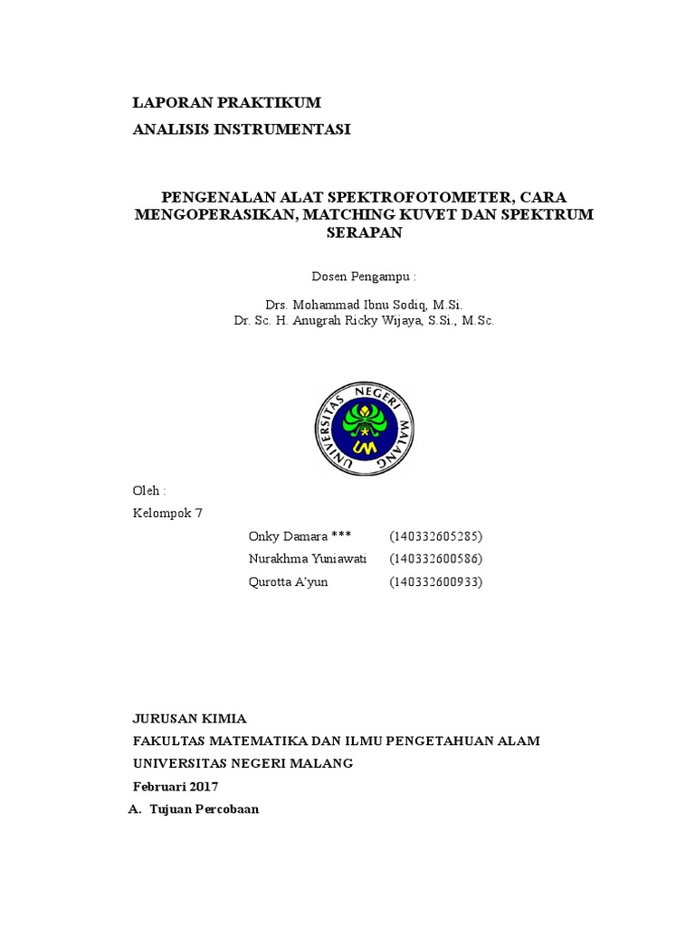 Analisis Spektrofotometer dan Kuvet | PDF