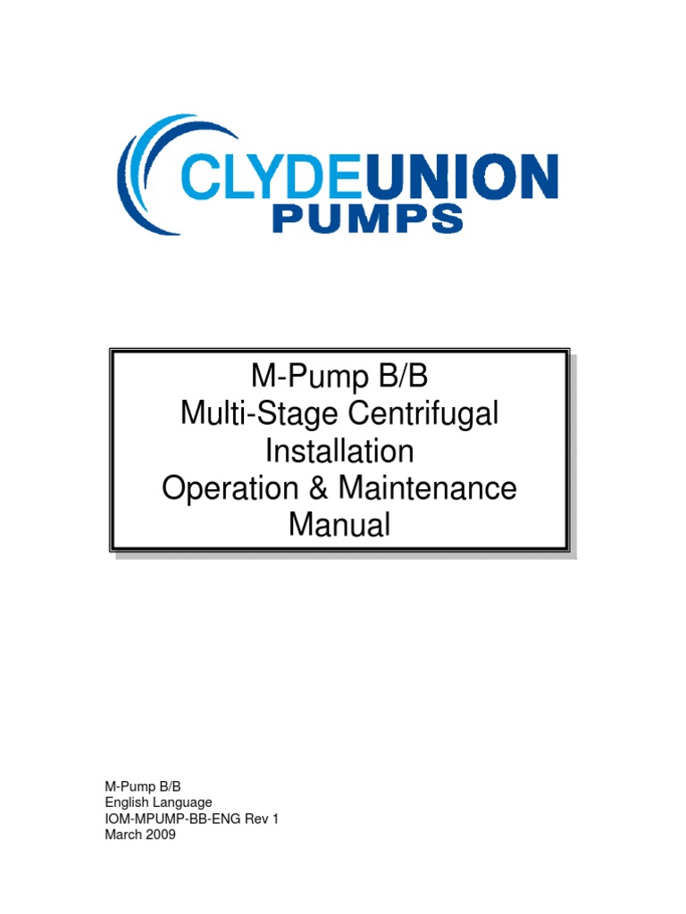 Clydeunion Operation Manual | PDF | Pump | Bearing (Mechanical)