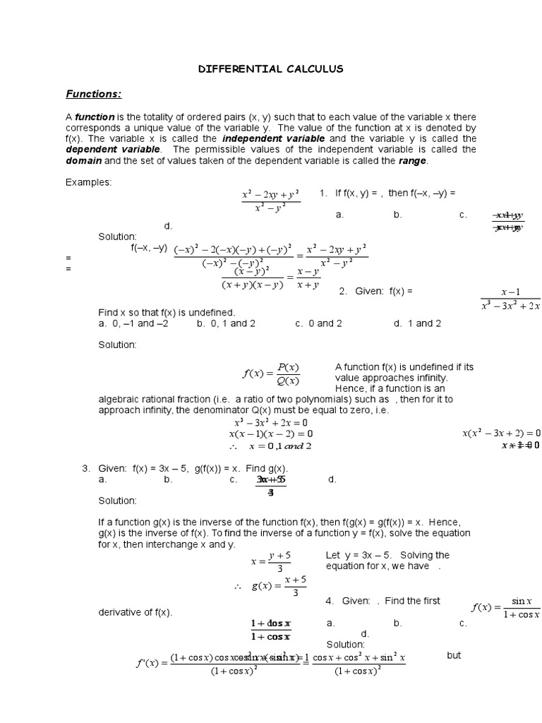 Differential Calculus Handouts | Download Free PDF | Variable ...