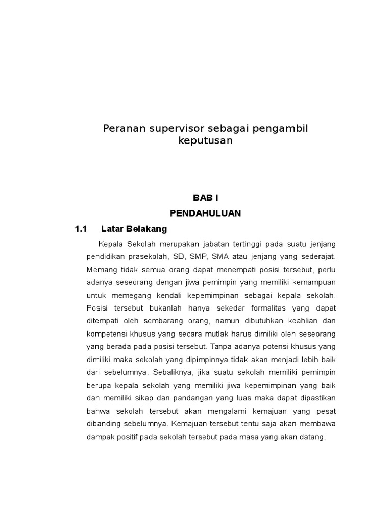 Peran Supervisor dalam Pengambilan Keputusan | PDF