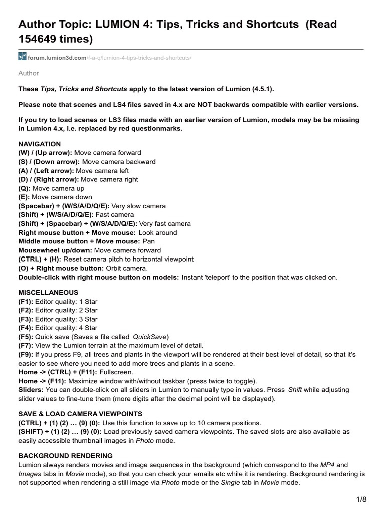 LUMION 4 Tips Tricks and Shortcuts | PDF | Rendering (Computer Graphics) | Texture Mapping
