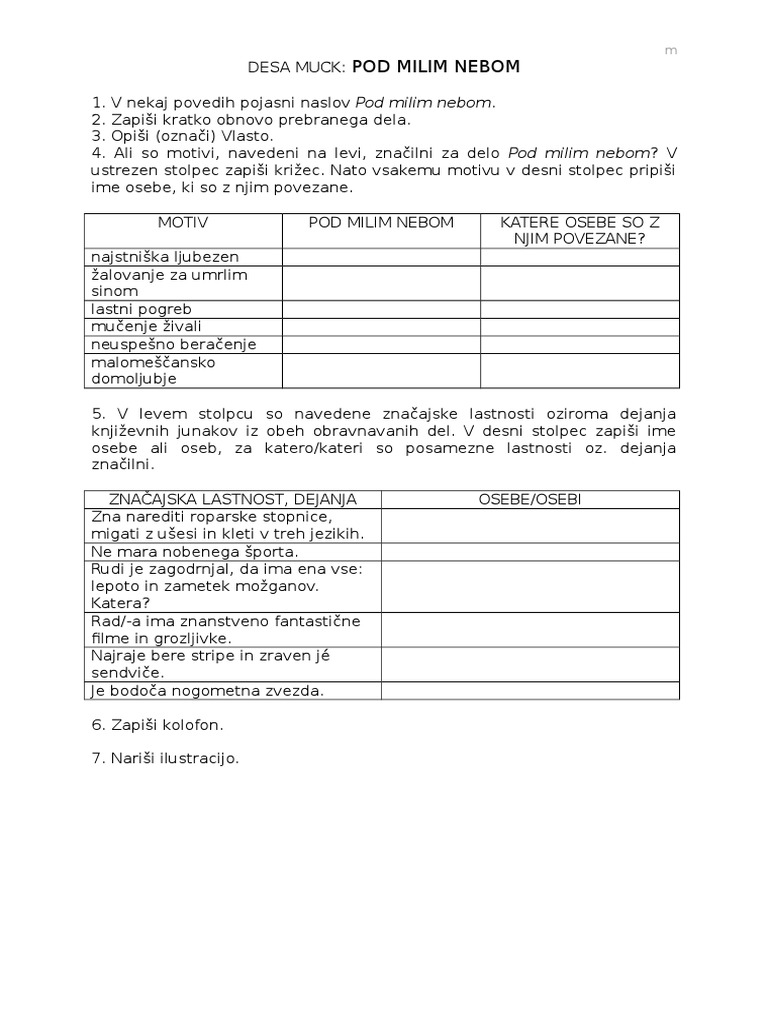 DESA MUCK, Pod Milim Nebom | PDF