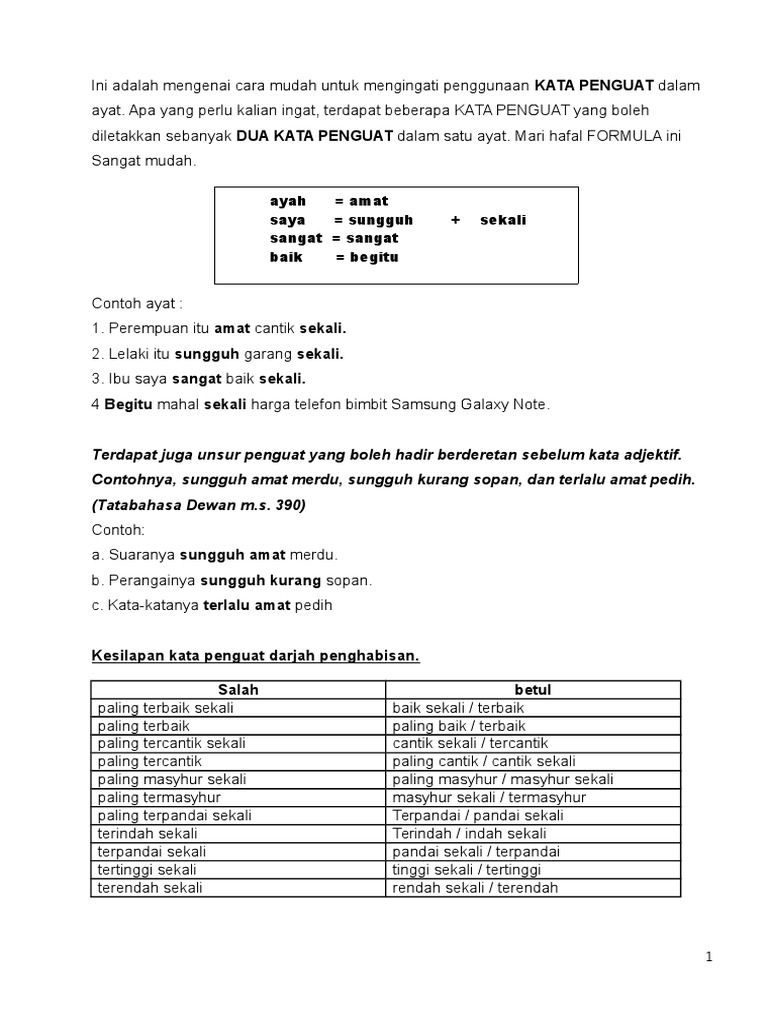 Modul Kata Penguat Satu | PDF
