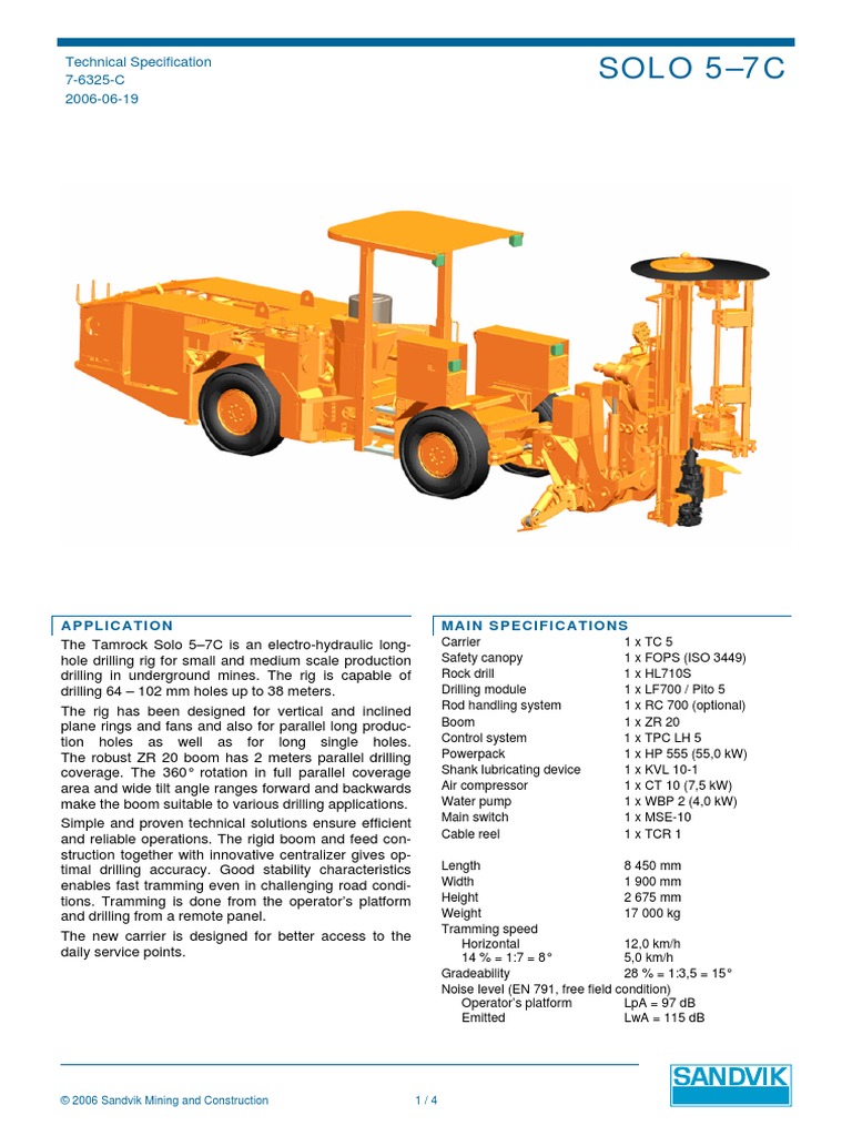 (Solo 5-7C) SANDVIK | PDF | Drilling Rig | Pump