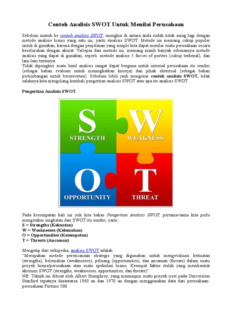 Analisis SWOT Dan Bisnis | PDF | Karier & Perkembangan | Bisnis