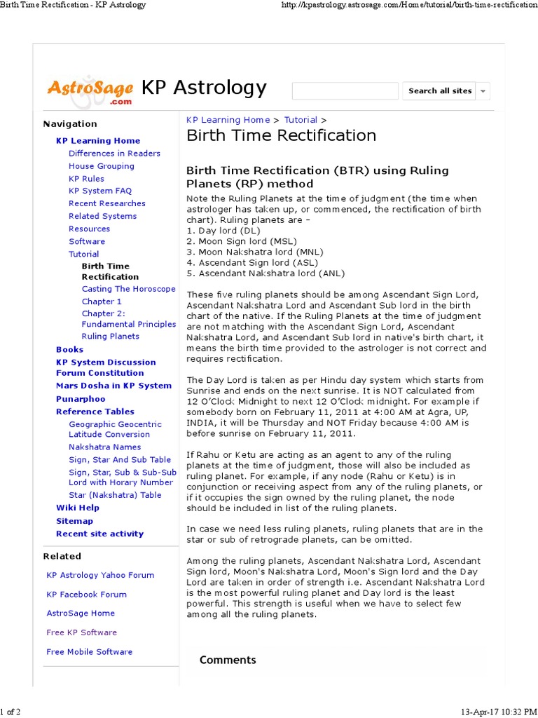 Birth Time Rectification Guide | PDF | Horoscope | Occult