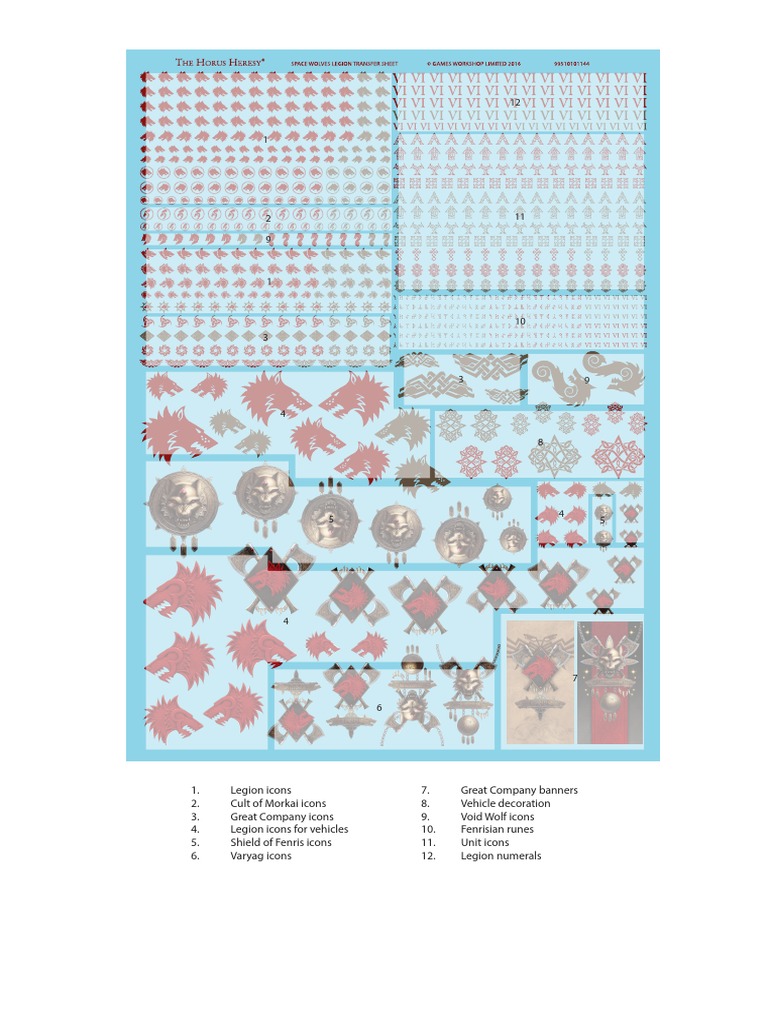 Space Wolves Transfer Sheet Overview | PDF
