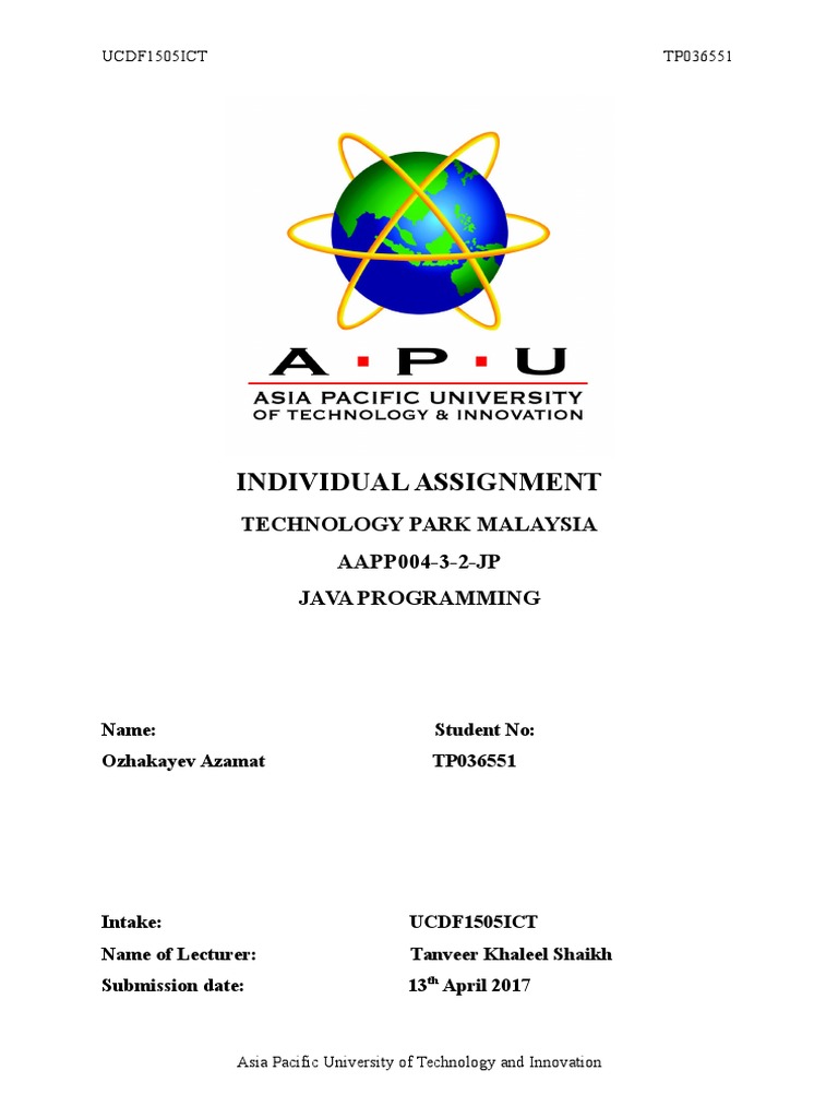 APU Diploma Java Assignment | Inheritance (Object Oriented Programming ...