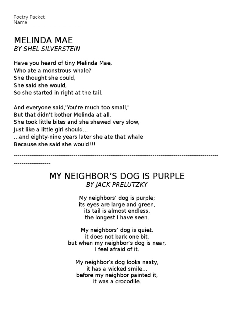 Grade 4 Poetry Packet: Fun & Learning | PDF | Poetry | Foods