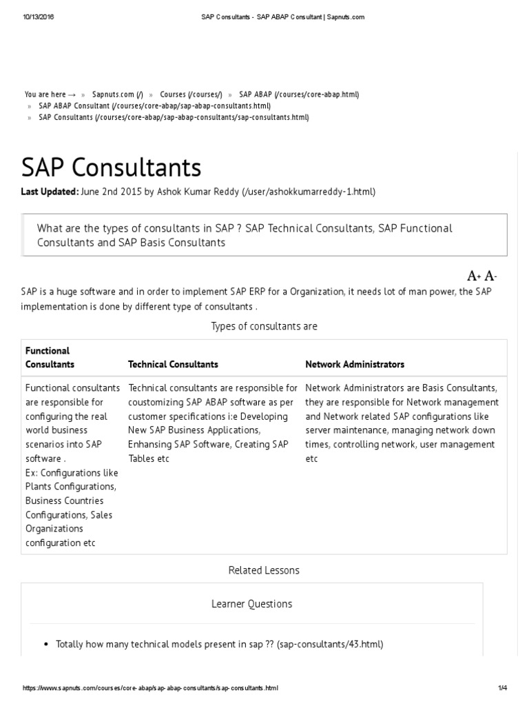 SAP Consultants - SAP ABAP Consultant - Sapnuts | PDF