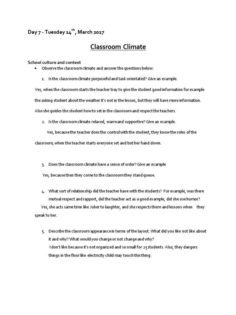 Classroom Climate | PDF | Wellness