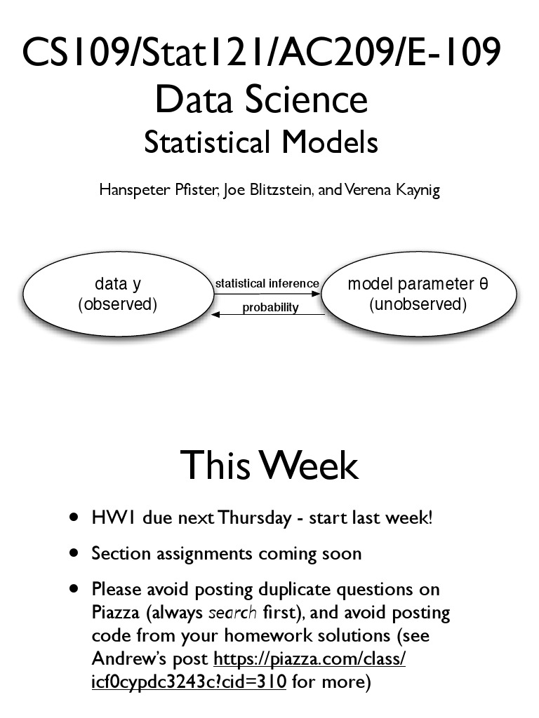CS109/Stat121/AC209/E-109 Data Science: Statistical Models | PDF ...