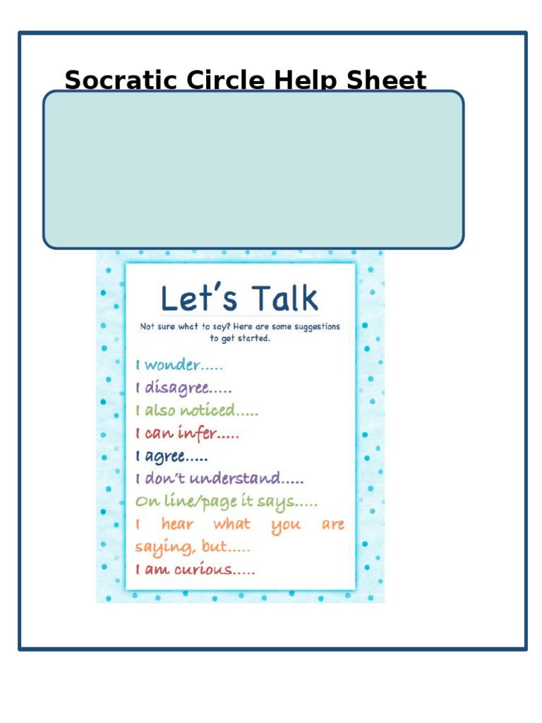 Socratic Circle Help Sheet: Costa's Level Questions-Responses Theme ...