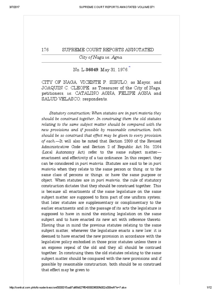 City of Naga Vs Agna | PDF | Statutory Interpretation | Repeal
