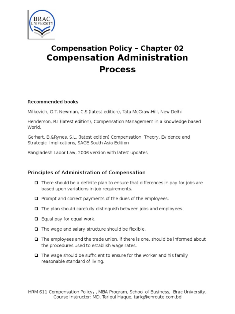 Compensation Policy Chapter 2 | PDF | Employment | Wage