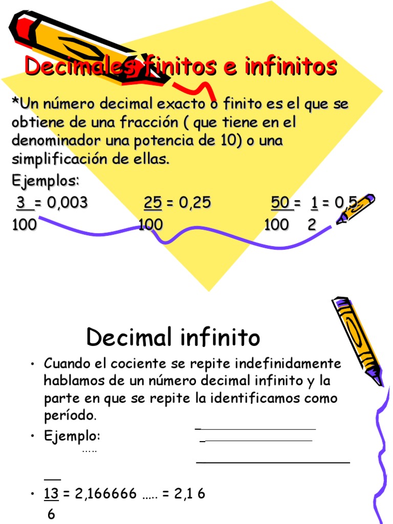 Decimales Finitos e Infinitos | Decimal | Fracción (Matemáticas)