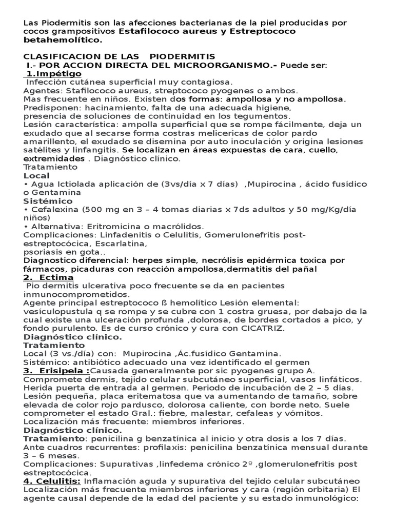 Piodermitis: Clasificación y Tratamiento | PDF | Microbiología ...