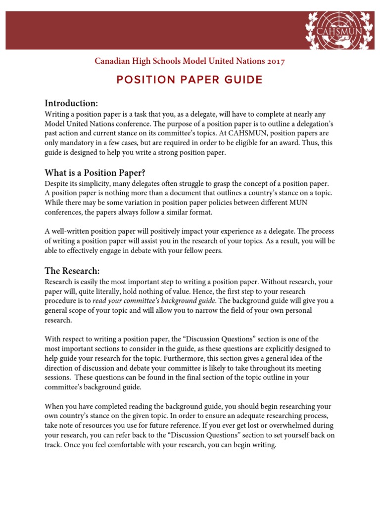 Cahsmun Position Paper Guide | PDF | Government | Public Sphere