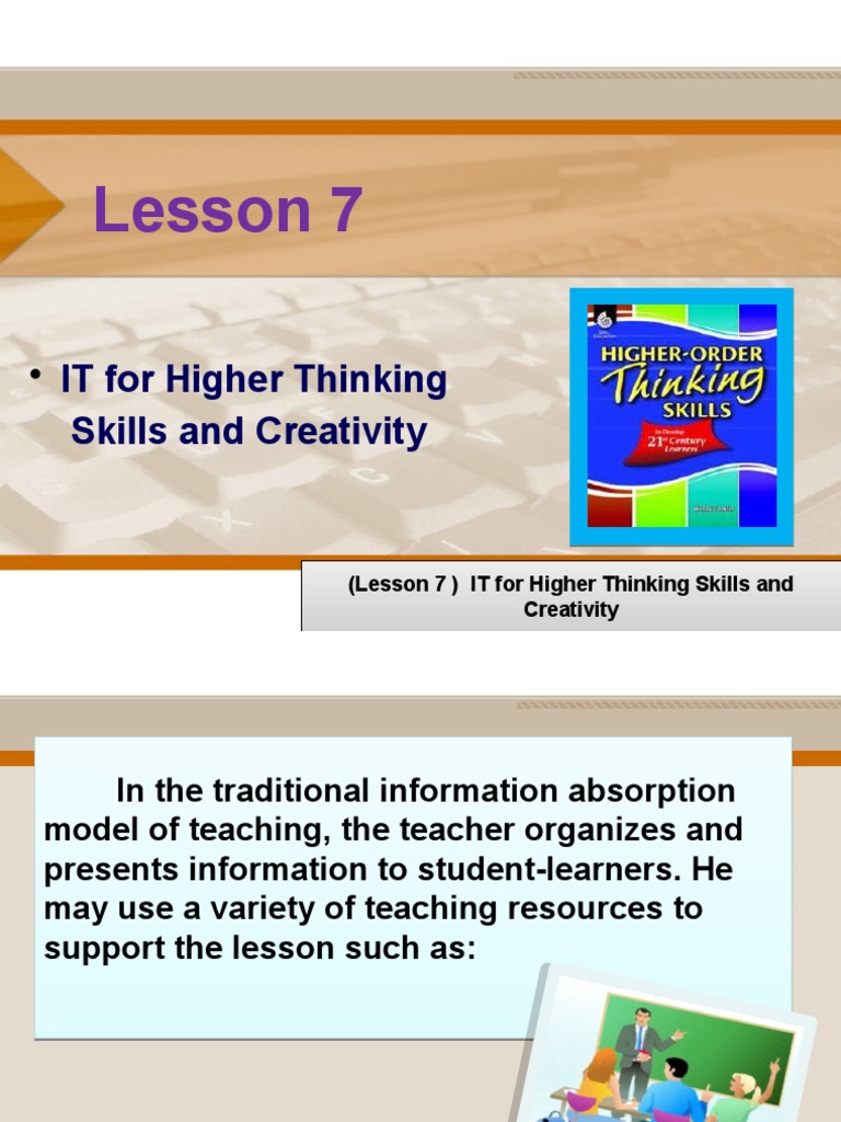 Lesson 7: IT For Higher Thinking Skills and Creativity | PDF ...