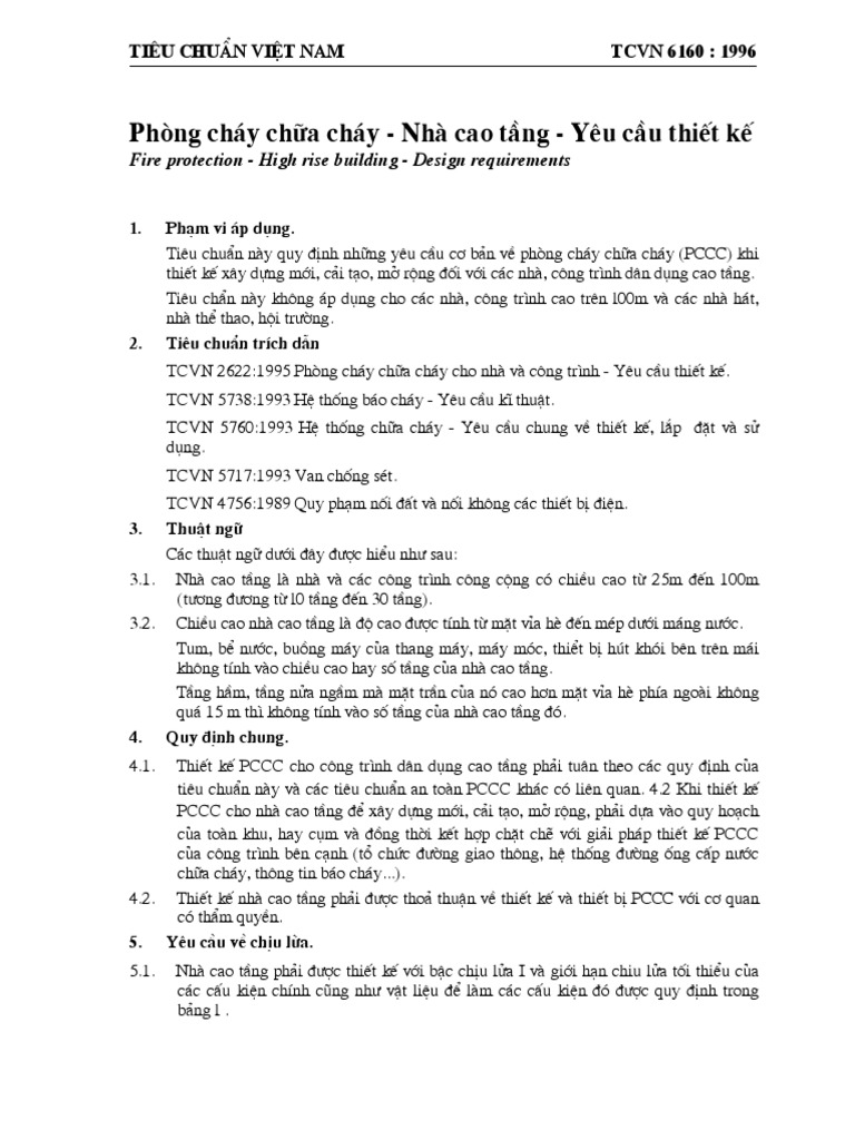 TCVN 6160-1996 PCCC Nha Cao Tang-Yeu Cau Thiet Ke PDF | PDF