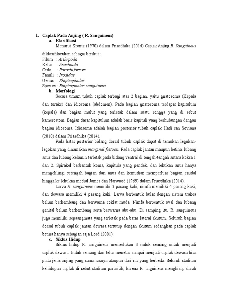 Caplak, Pinjal, Kutu, Tungau Pada Anjing | PDF