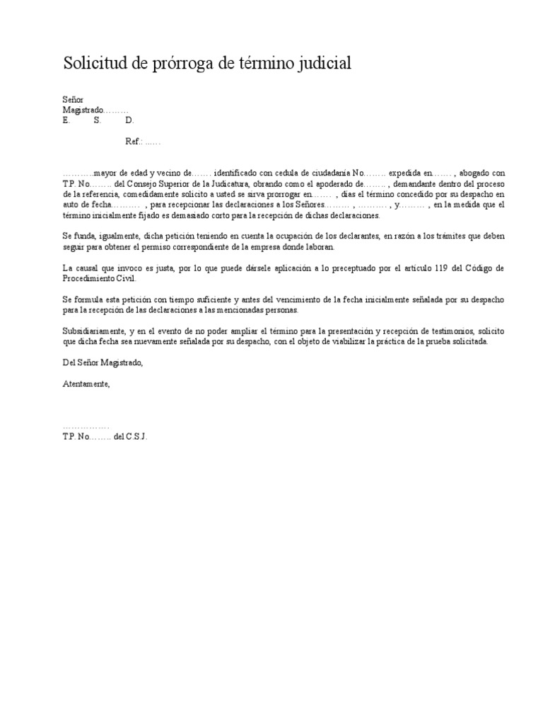 Solicitud de Prórroga de Término Judicial | PDF