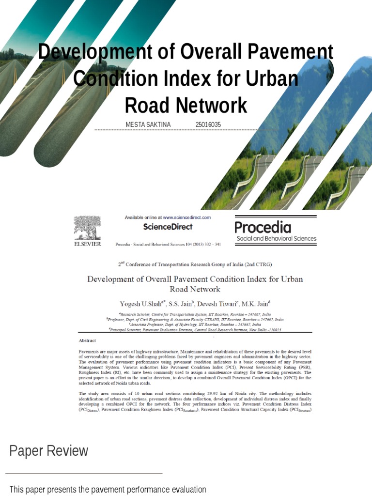 Presentation - Development of Overall Pavement Condition Index For ...