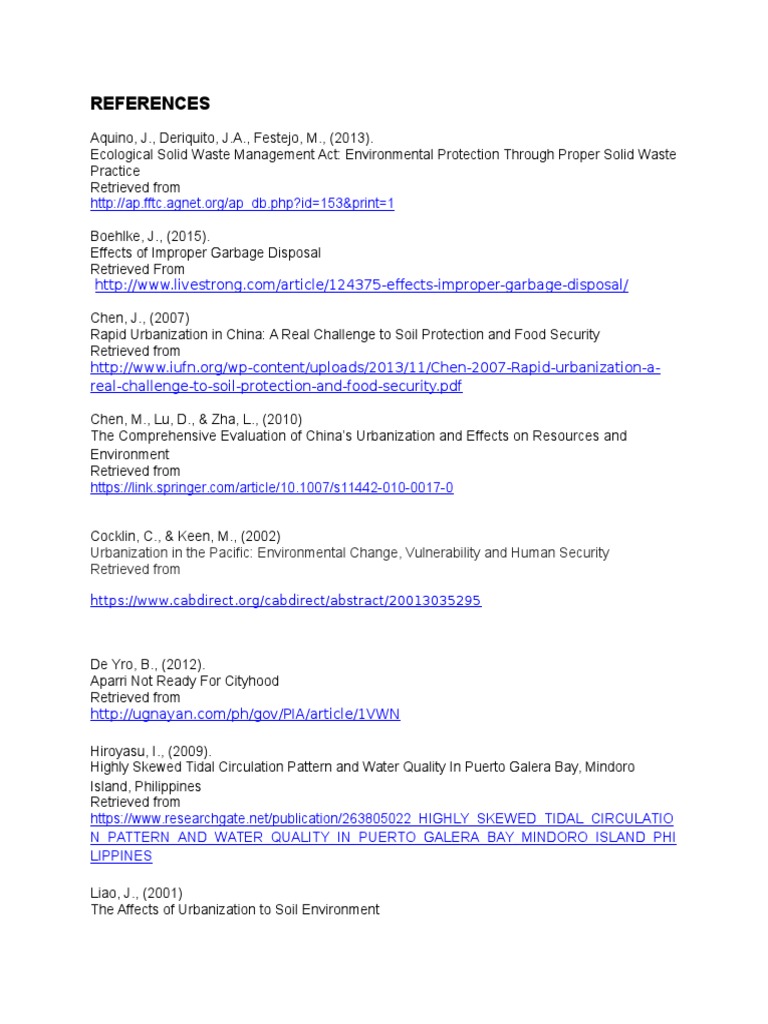 REFERENCES | PDF | Waste Management | Municipal Solid Waste