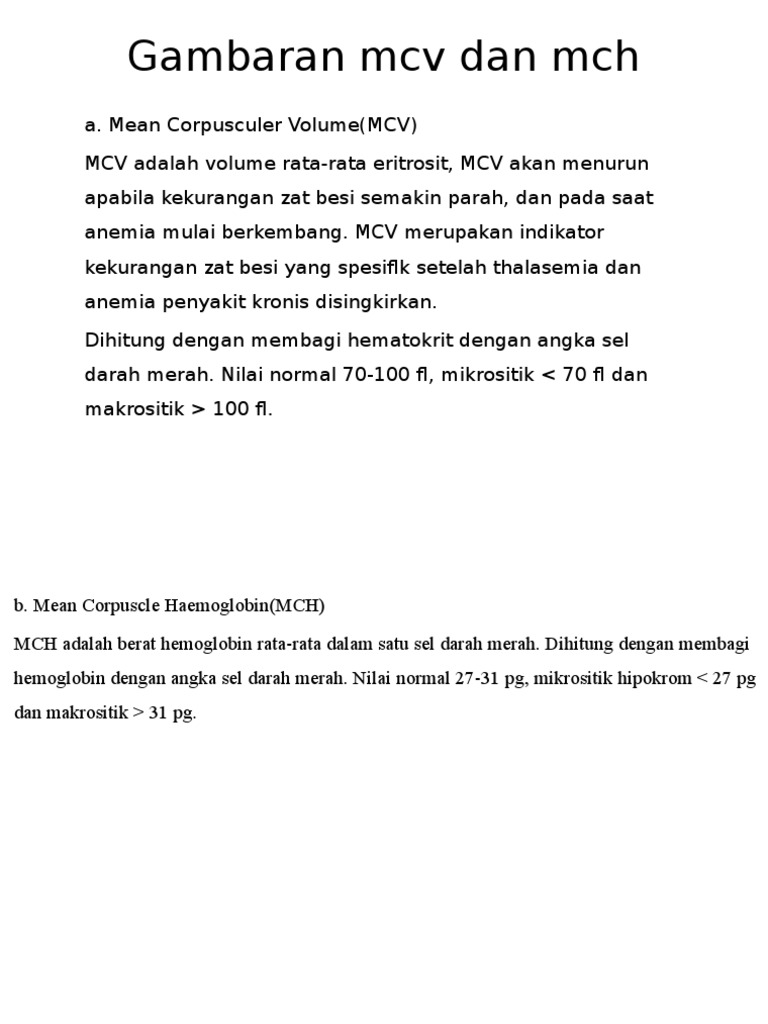 Gambaran MCV Dan MCH | PDF