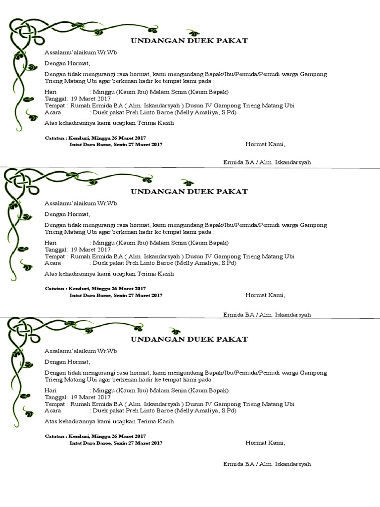 Undangan Duek Pakat | PDF