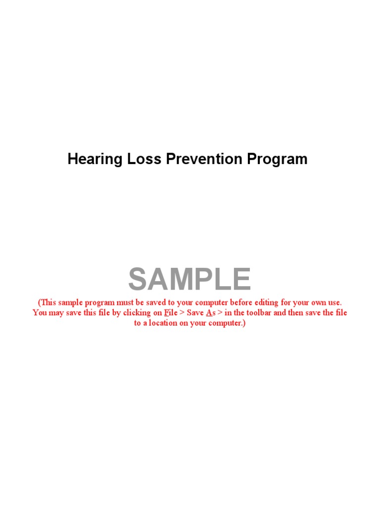 Sample: Hearing Loss Prevention Program | PDF | Noise | Hearing Loss