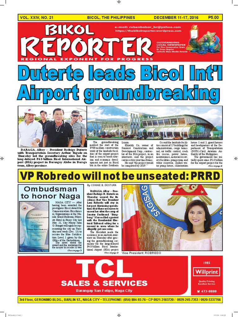 Bicol Airport Groundbreaking | PDF | Rodrigo Duterte | Balance Of Payments