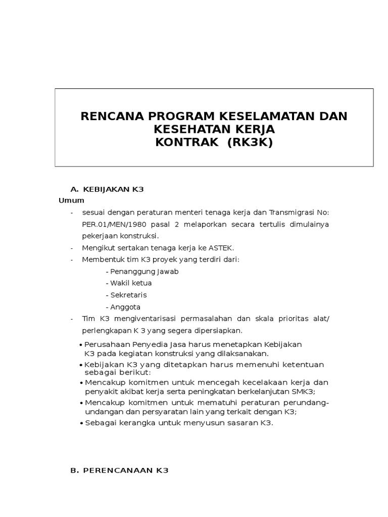 Rencana Program Keselamatan k3 | PDF