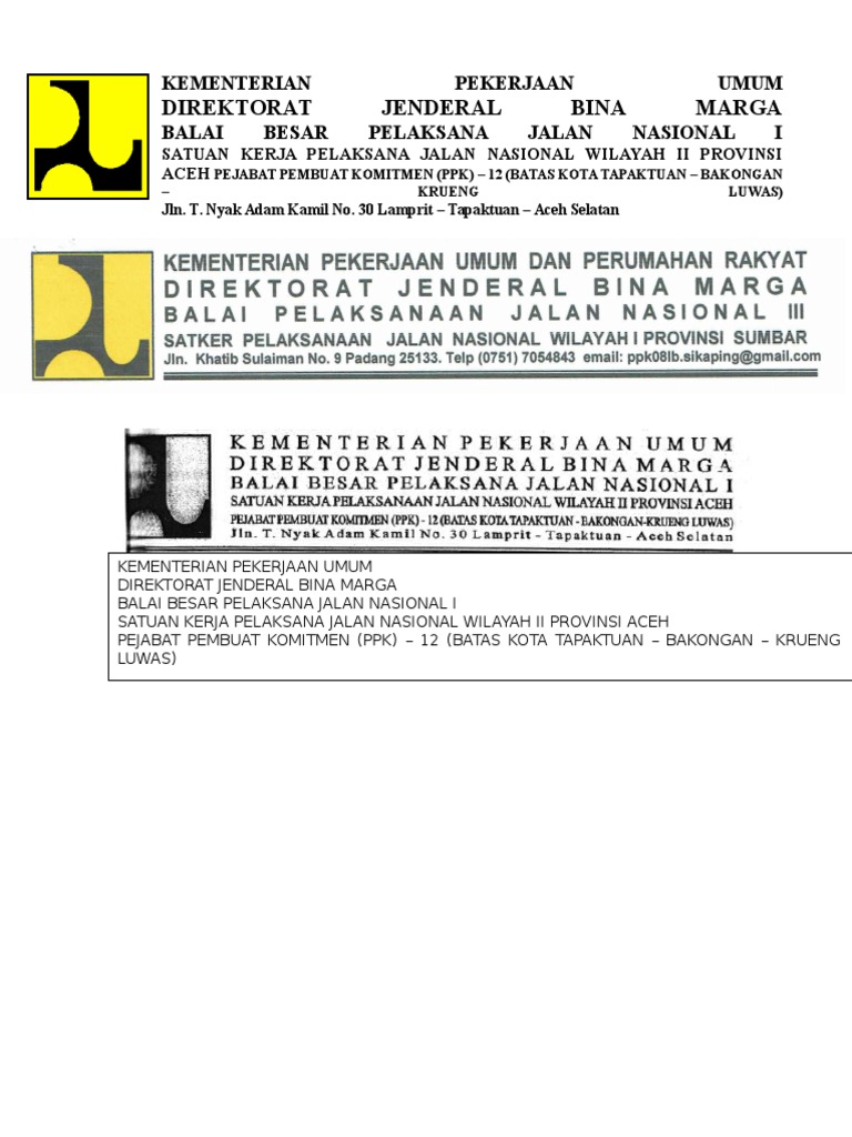 Surat Pekerjaan Umum PPK Aceh | PDF