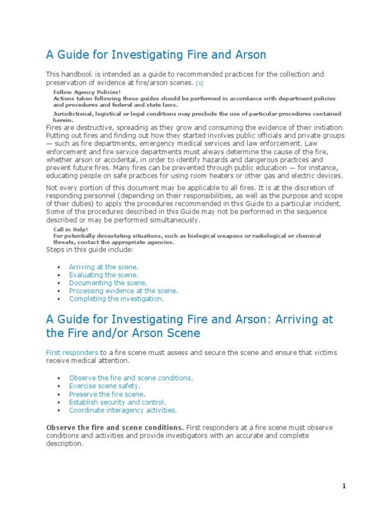 Guide For Arson and Fire Investigation | PDF | Firefighter | Emergency