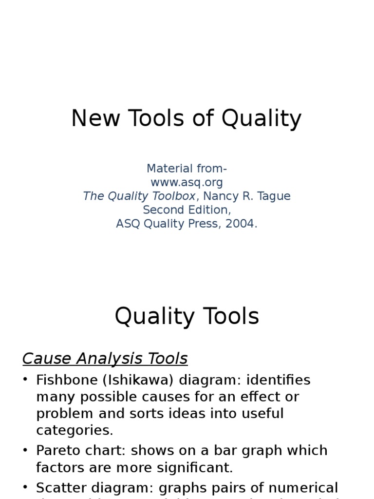 Quality Tools and Techniques Guide | PDF | Causality | Data Analysis