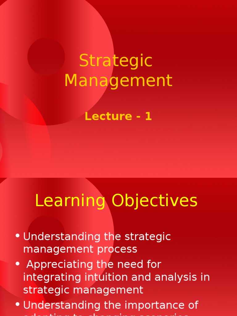 Lec 01 Strategic Management Virtual University | PDF | Strategic ...