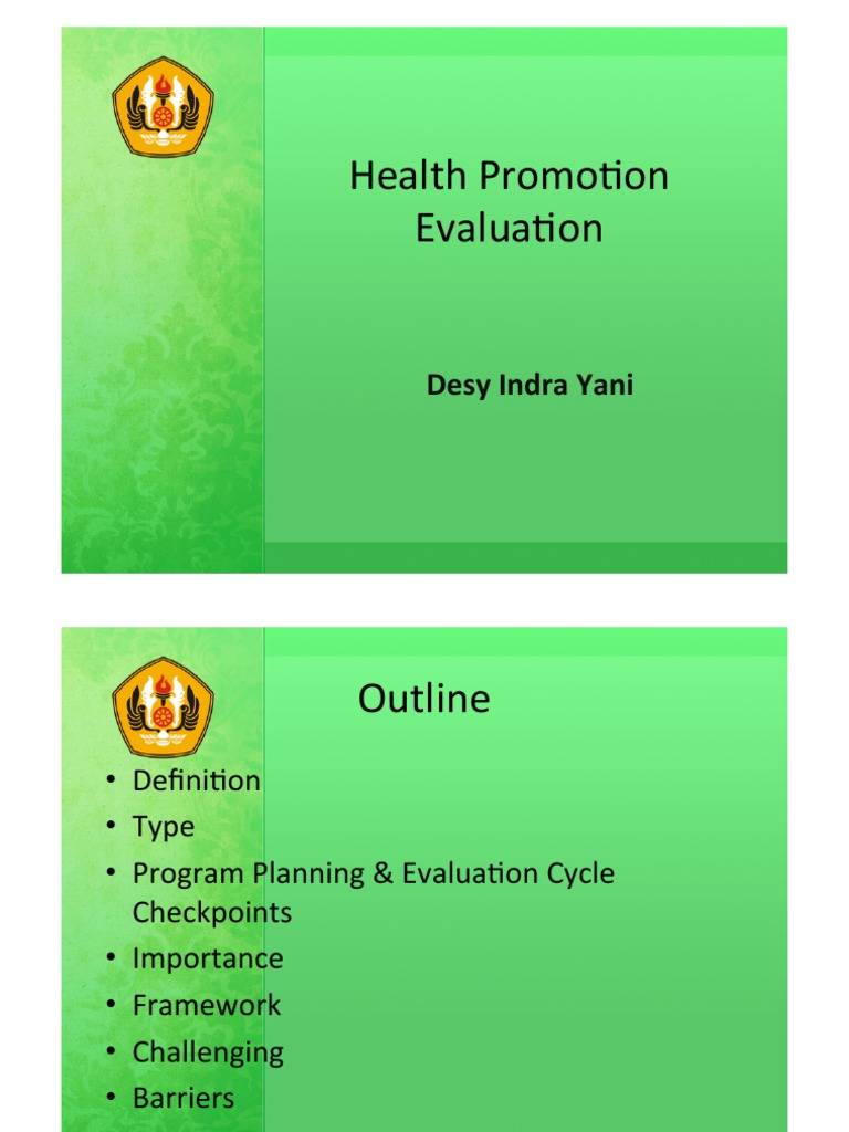 Health Promotion Evaluation Overview | PDF | Educational Assessment ...